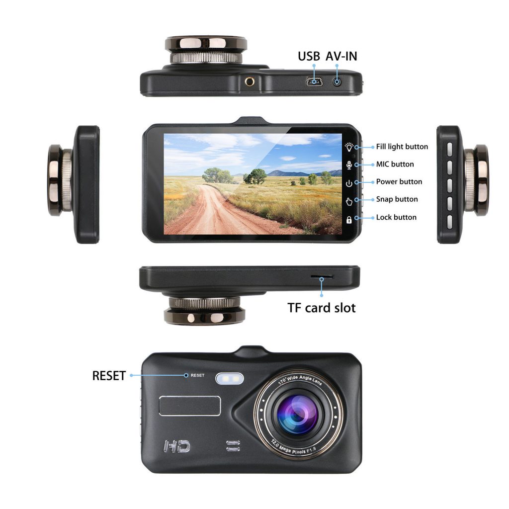 Full Touch Car Camera Dual Lens HD 4inch Display | Dmark.lk