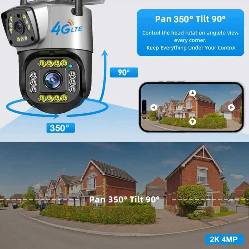 4g Sim Card Security 4MP 2K Dual CCTV IP Camera WiFi IP CCTV Cameras ...