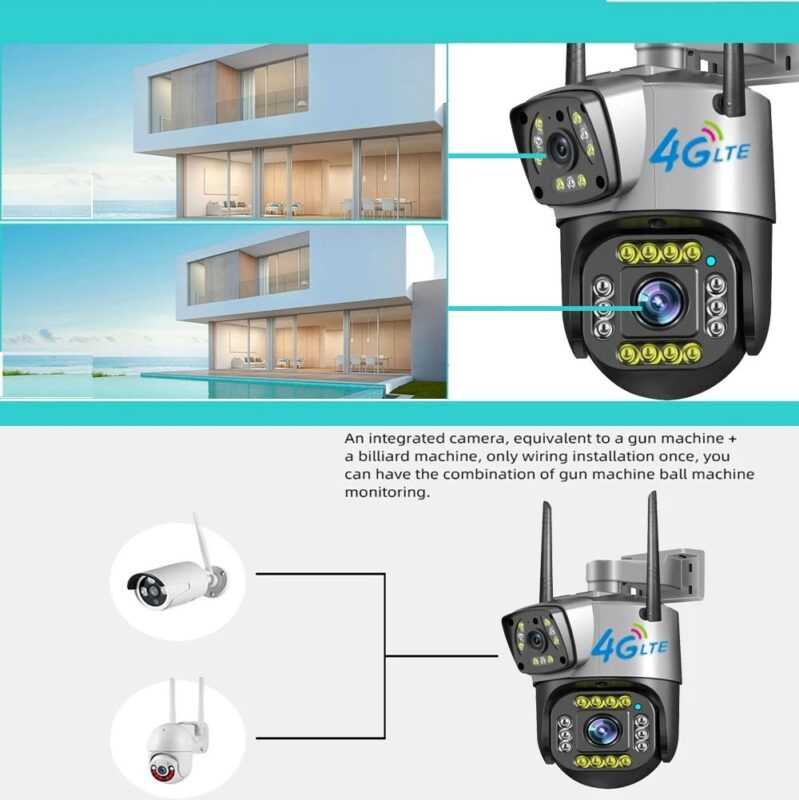 4g Sim Card Security 4MP 2K Dual CCTV IP Camera WiFi IP CCTV Cameras ...